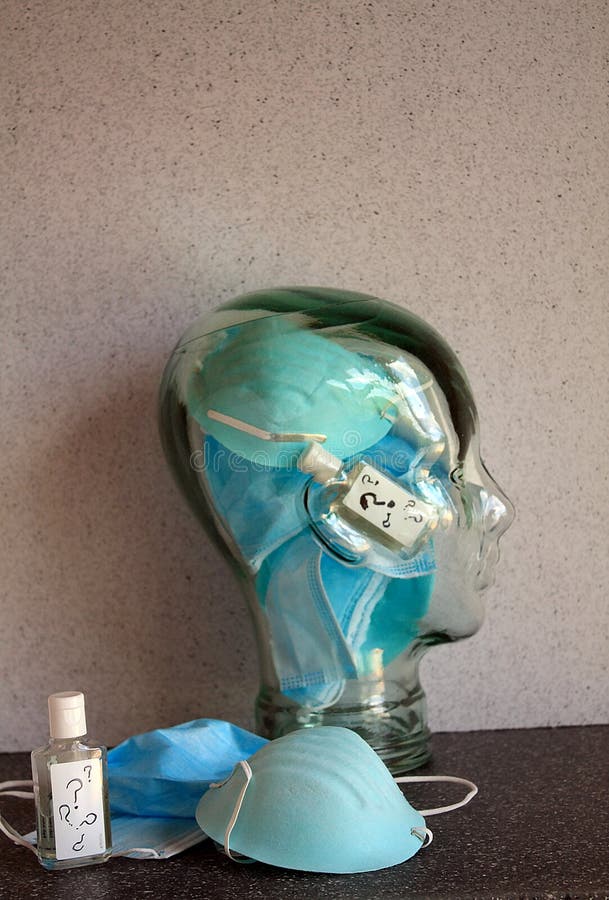 Vertical Photograph of a Glass Head with PPE Stock Image - Image of ...