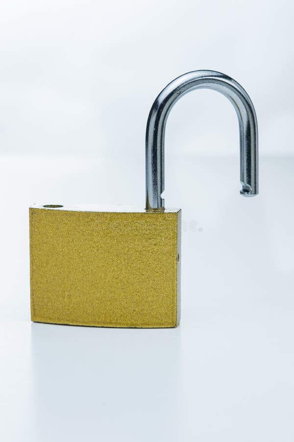 Simple Gold Lock on White Background Stock Photo - Image of abloy ...