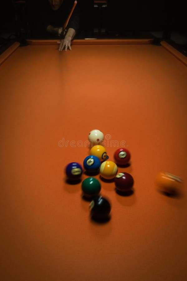 Orange Billiard Ball On A Green Table Stock Photo - Image of excitement ...