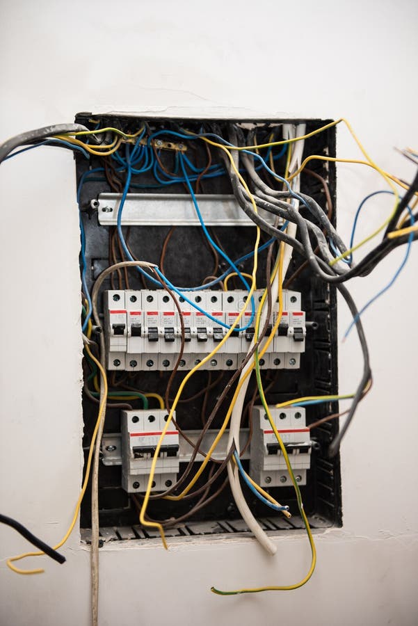 Vertical Picture of Electrical Panel with Fuses Closeup Stock Photo ...