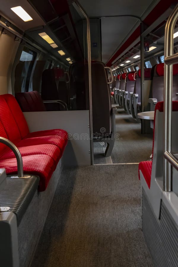 Vertical Picture of the First Class in a Train Under the Lamp Lights in ...