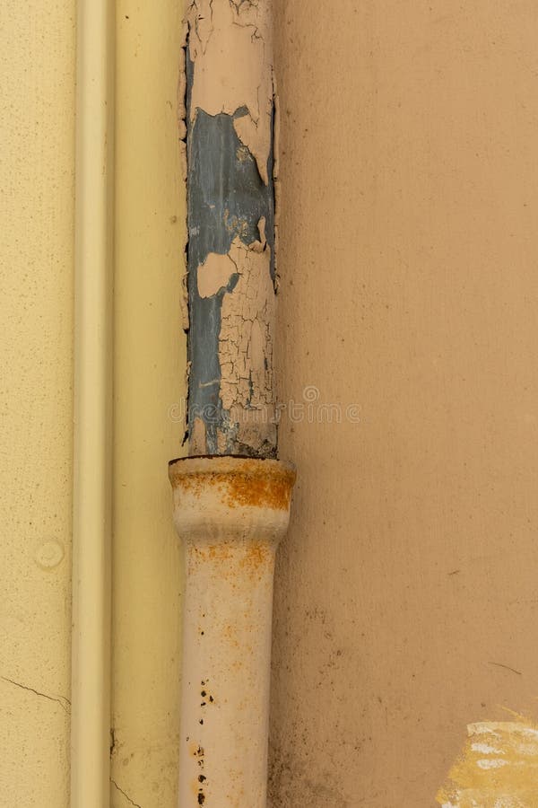 Vertical Picture of a Rustic Pipe on the Wall Stock Image - Image of ...