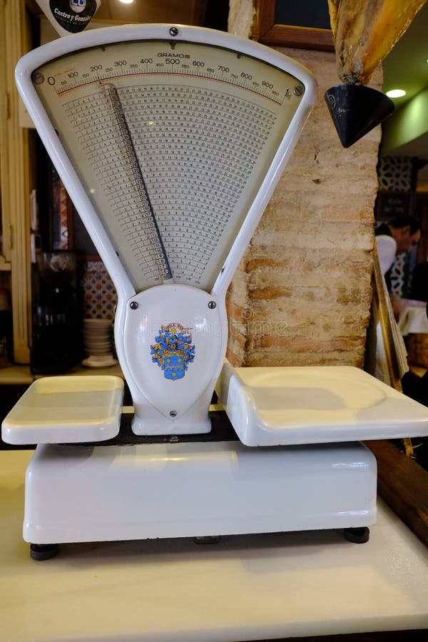 Vertical Picture of a Vintage Scale in a Market Stock Image - Image of ...