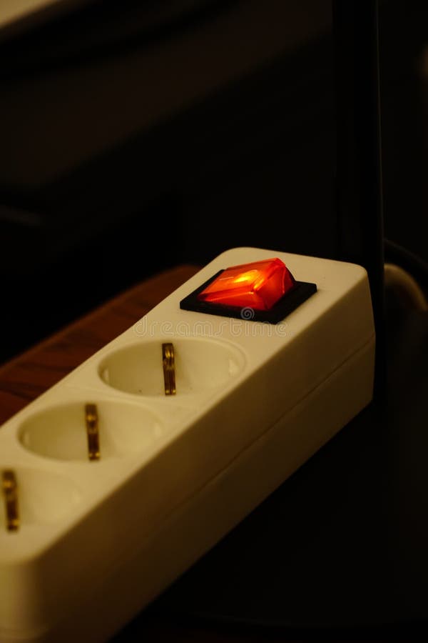 Vertical Picture of a White Desktop Power Module with Sockets Stock ...