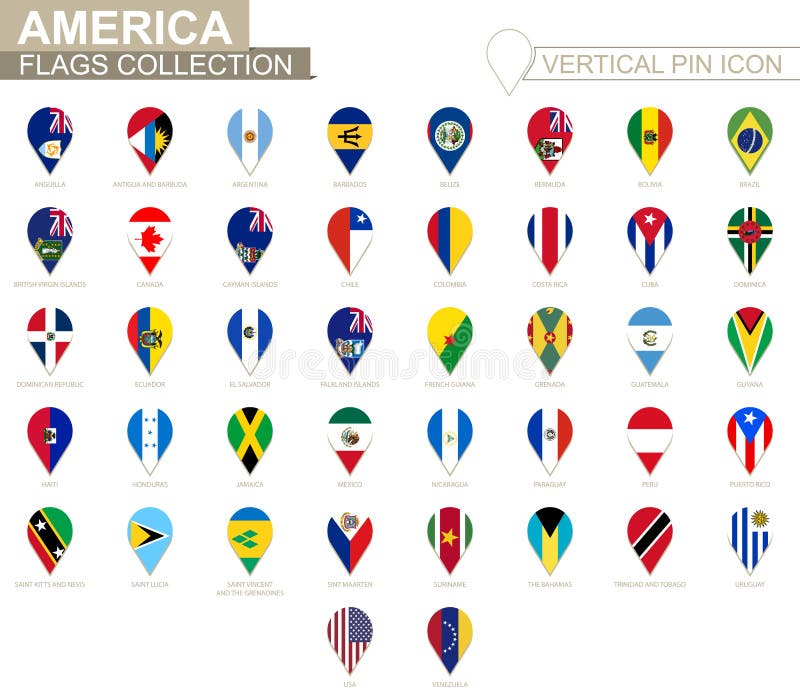 Vertical Pin Icon Set, 9 Country Flag Stock Vector - Illustration of ...