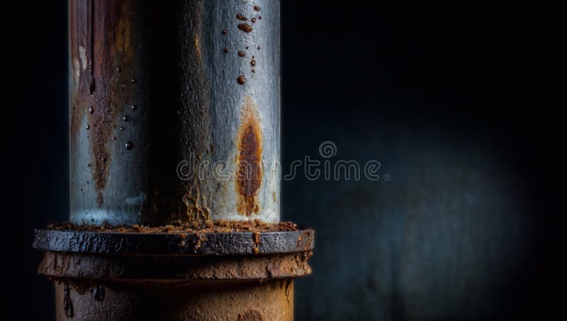 Vertical Pipe with Rust Due To Long-term Exposure To Moisture. Stock ...