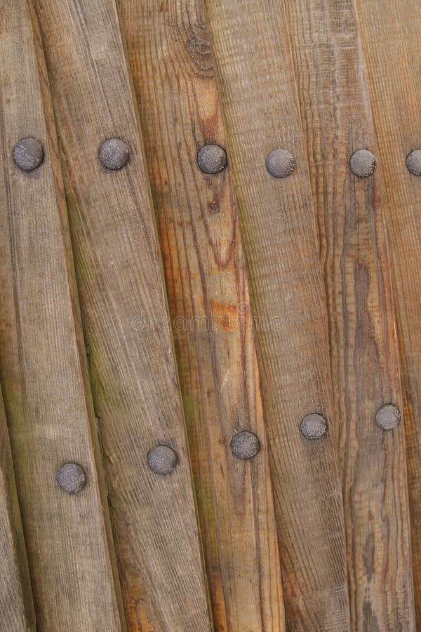 Vertical Planks with Iron Rivets, Pattern Wooden Wall Background Stock ...
