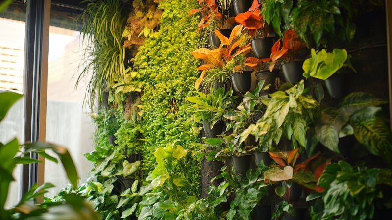 Vertical Plant Wall in Small Elegant Apartment. Stock Photo - Image of ...