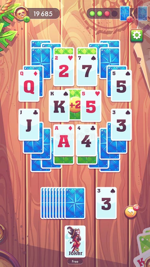 Vertical Playing Field Wooden Table Top with the Playing Cards Stock ...