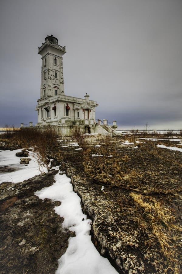 Vertical of Point Abino Lighthouse in Ontario, Canada Stock Image ...