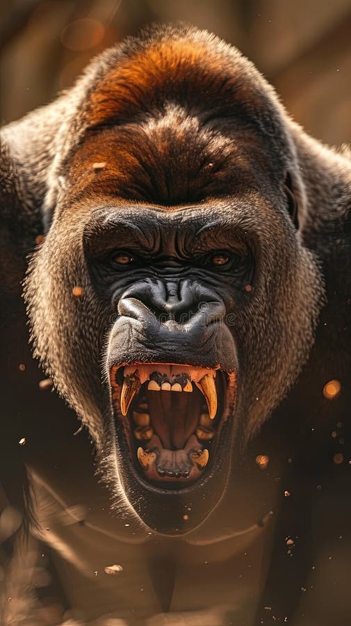 Vertical Portrait of Angry Silverback Gorilla Stock Illustration ...