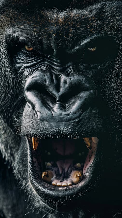 Vertical Portrait of Angry Silverback Gorilla Stock Illustration ...