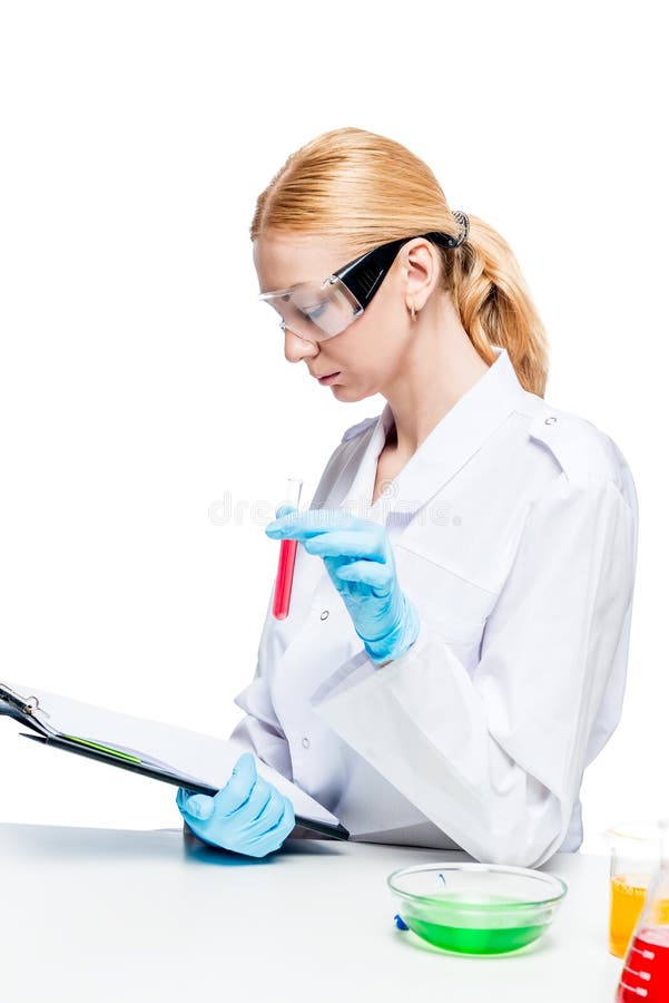 Vertical Portrait of an Experienced Chemist with Test Tubes Stock Image ...