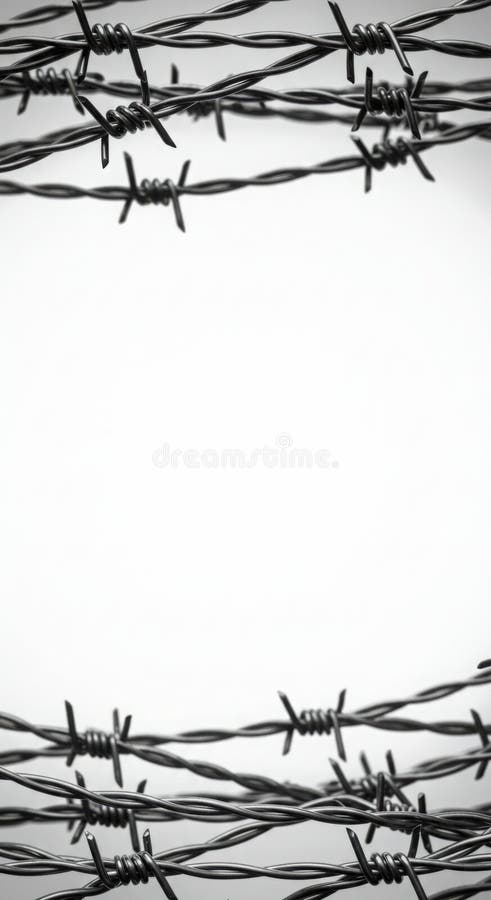 Vertical Portrait Frame Bordered by Sharp Barbed Wire Strands on Top ...