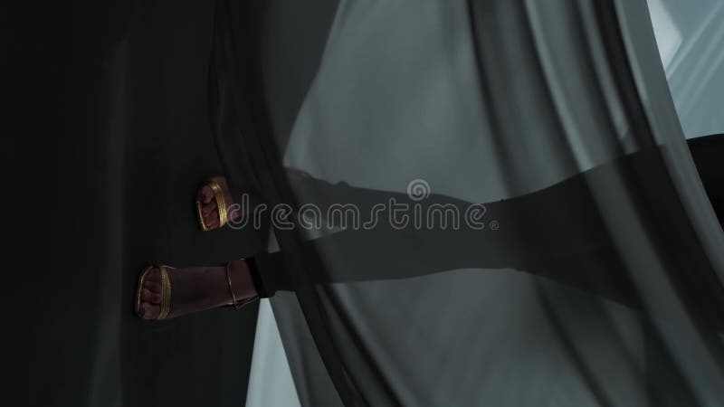 Vertical Portrait of Legs of a Young Model in Overalls and Shoes. Stock ...