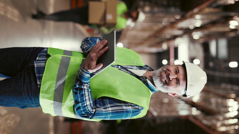 Vertical Portrait. Male Manager, Handsome Engineer Standing, Utilizing ...