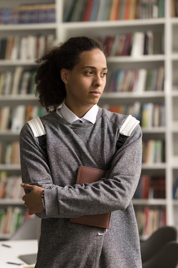Vertical Portrait Serious Intelligent Hispanic Student Posing in ...