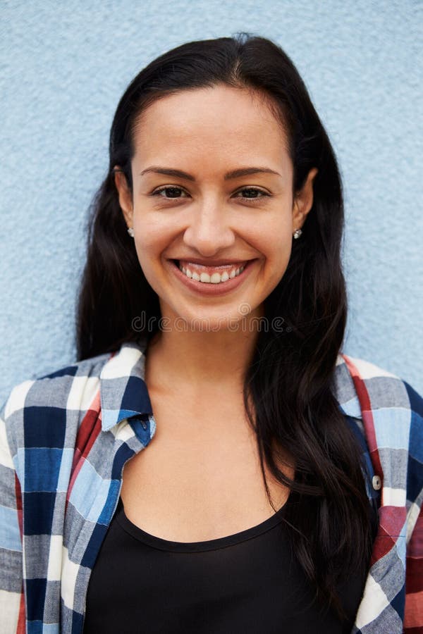Vertical Portrait of Smiling Hispanic Woman Stock Photo - Image of view ...