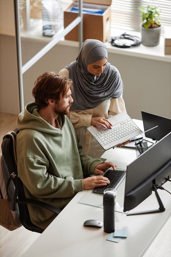 It Team of Two People Reviewing Project in Office Stock Photo - Image ...