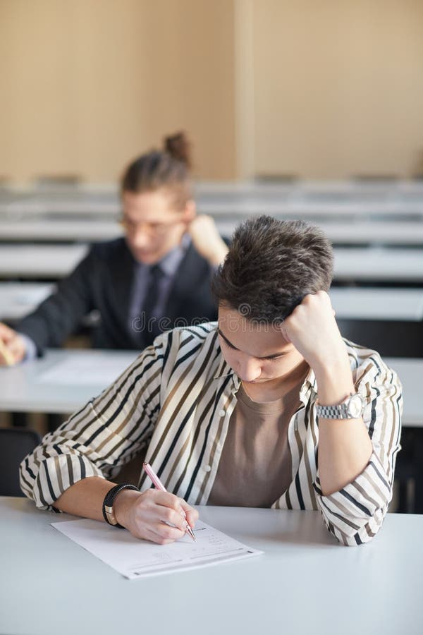 Students Taking Test in College Stock Image - Image of table, student ...
