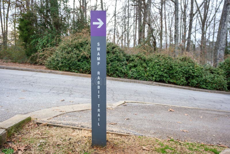 Swamp Rabbit Trail Marker with Arrow Showing Direction To the ...