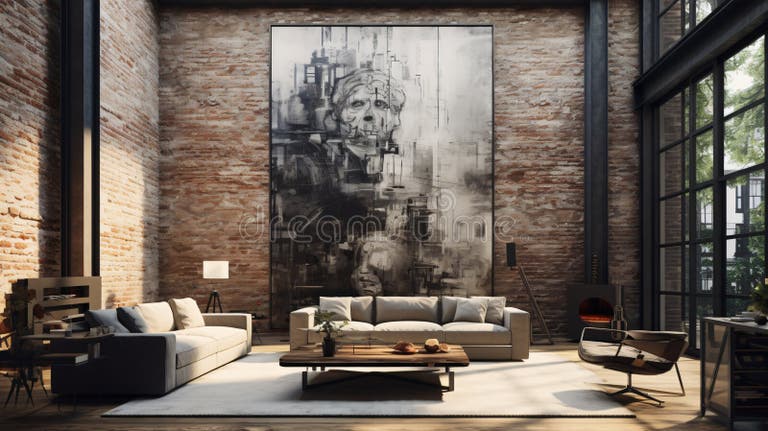 Vertical Poster on Brick Wall between Two Elements Stock Illustration ...