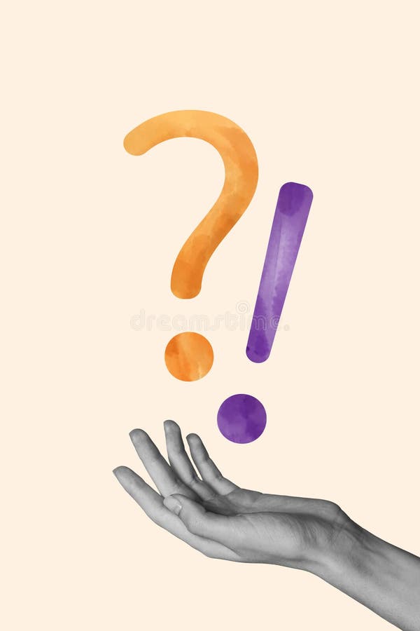 Vertical Poster Collage Hand Body Fragment Arm Palm Question Mark ...
