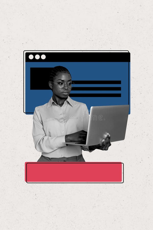 Vertical Poster Collage Young Diligent Worker Woman Freelancer Remote ...