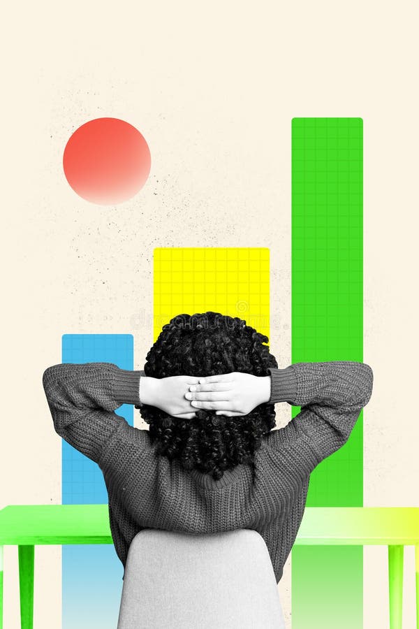 Vertical Poster Collage Young Woman Relax Have Rest Task Done Progress ...