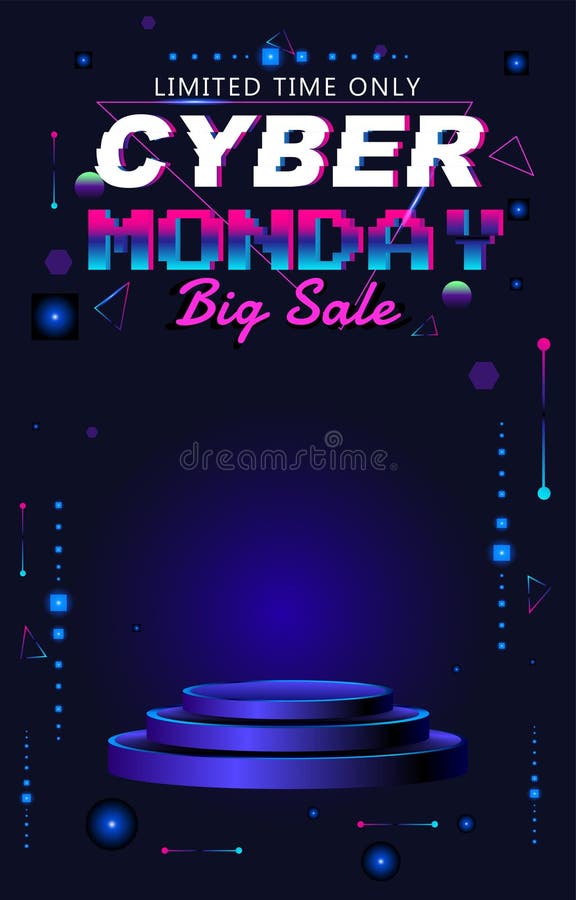 Vertical Poster of Cyber Monday Banner with Podium Design and Gradient ...