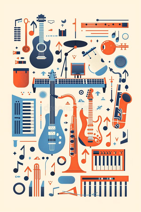 Vertical Poster Design in Flat Simple Style, Solid Background Color ...