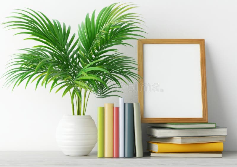 A Vertical Poster in a Golden Frame, Positioned on a Table with a Jug ...