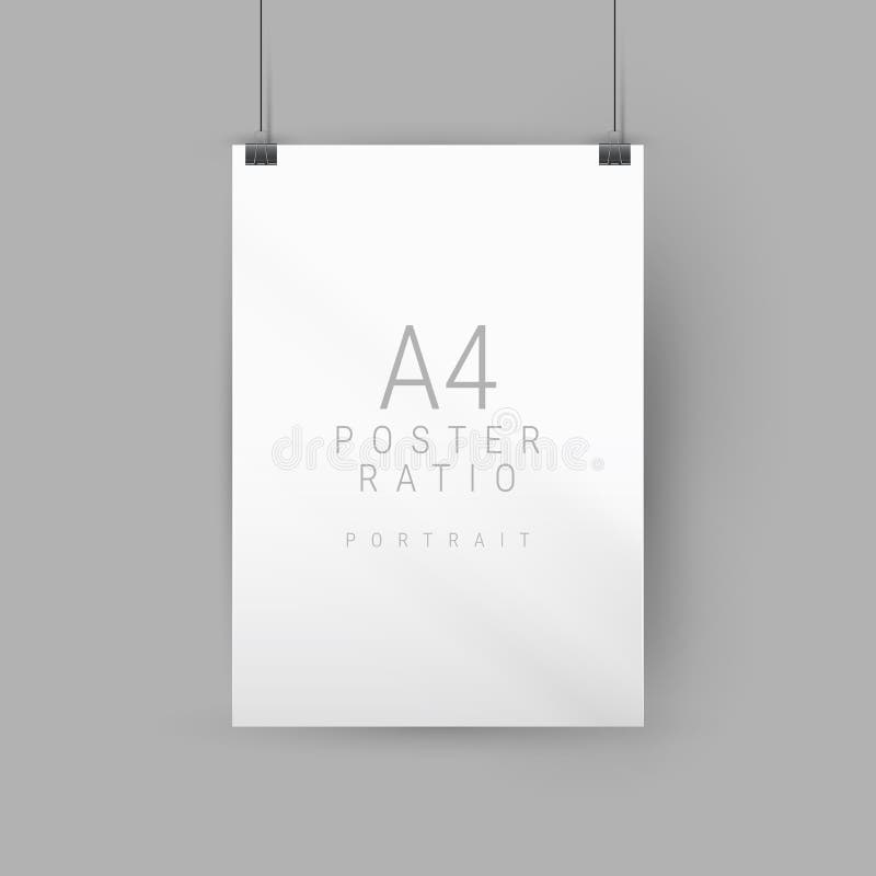 Vertical Poster Mockup. Empty A4 Sized Paper Frame Hanging with Paper ...
