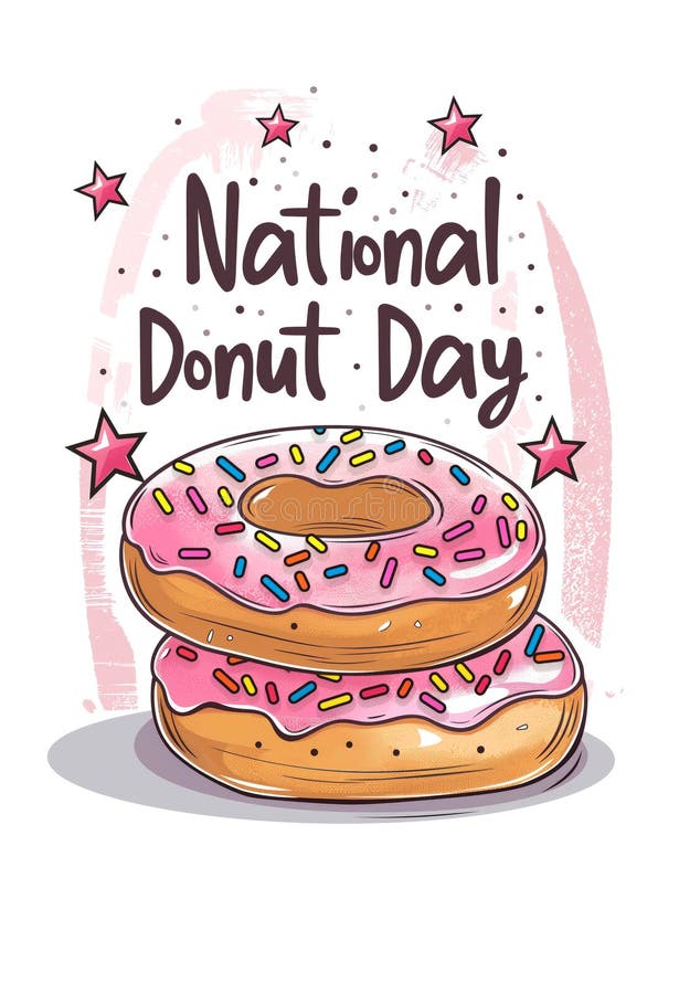 Vertical Poster for National Donut Day, Showcasing Stack of Two ...