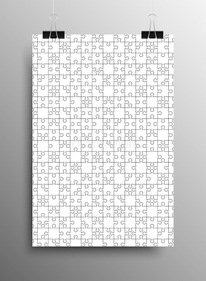 Vertical Poster A4 Puzzle Pieces. White Puzzles. Stock Vector ...