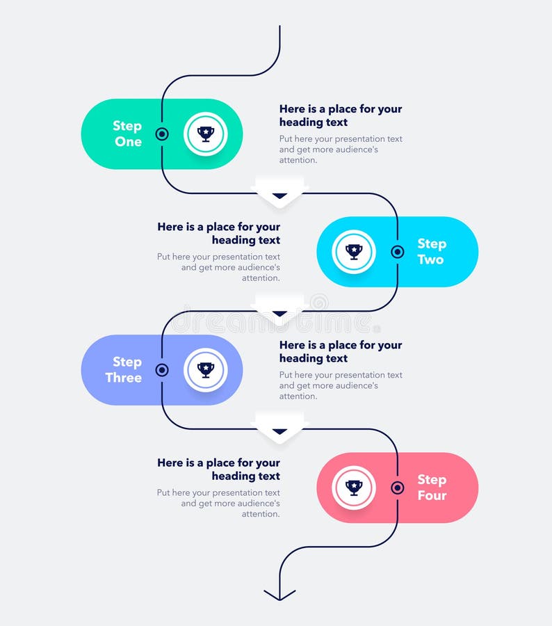 Vertical Process Flow Chart with Four Colorful Steps and a Place for ...