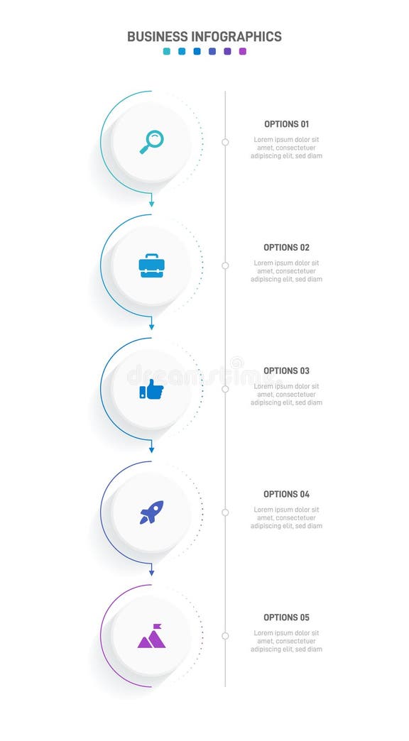 Vertical Progress Bar Featuring 5 Arrow-shaped Elements, Symbolizing ...
