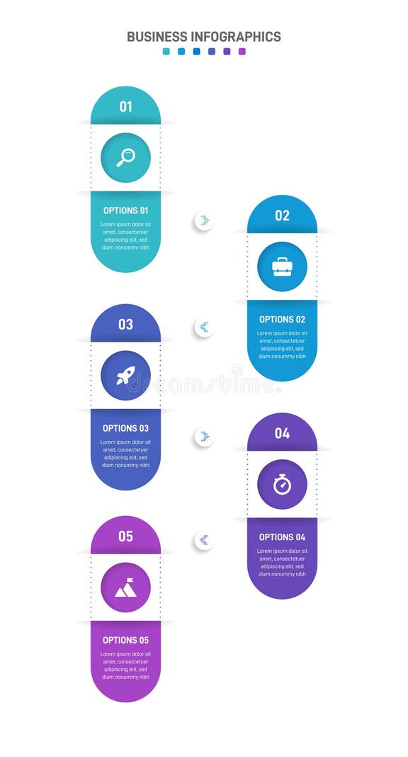 Vertical Progress Bar Featuring 5 Arrow-shaped Elements, Symbolizing ...