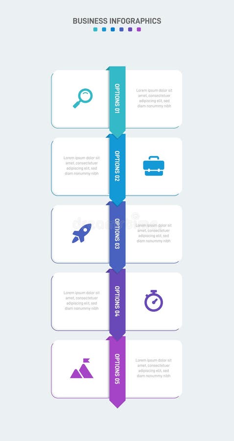Vertical Progress Bar Featuring 5 Arrow-shaped Elements, Symbolizing ...