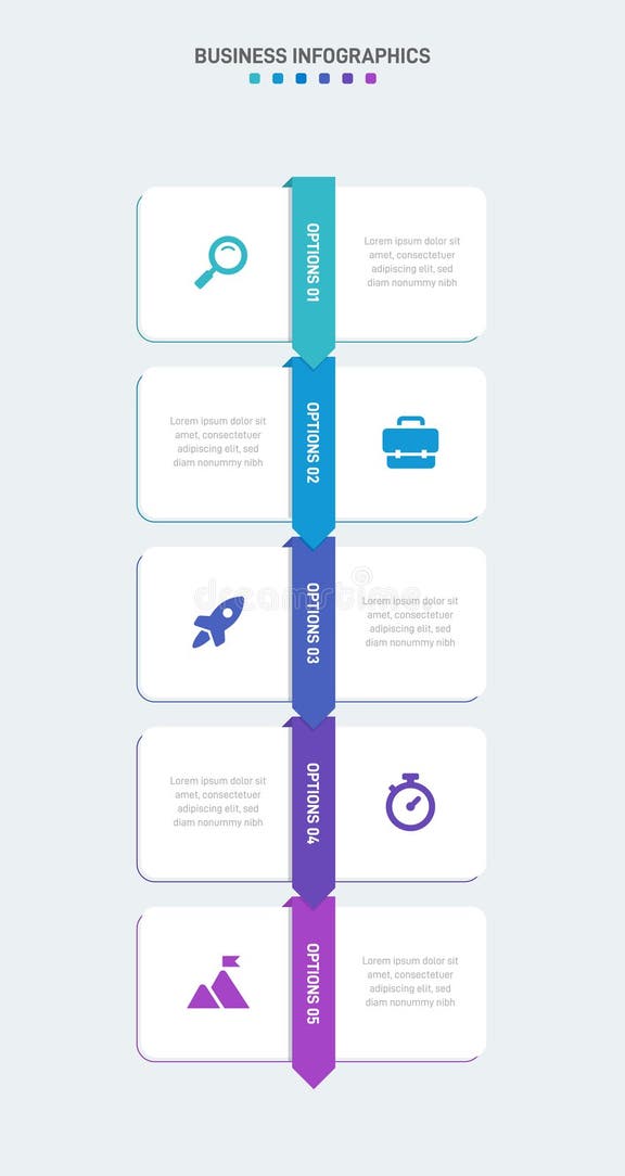 Vertical Progress Bar Featuring 5 Arrow-shaped Elements, Symbolizing ...