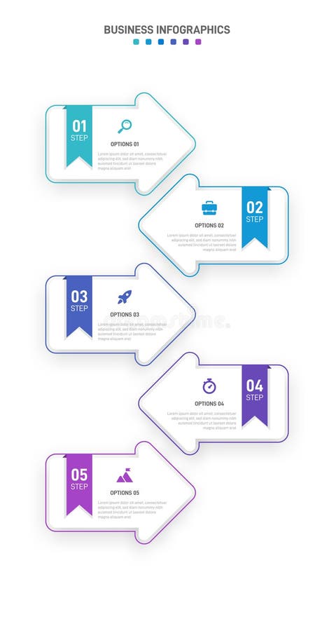 Vertical Progress Bar Featuring 5 Arrow-shaped Elements, Symbolizing ...