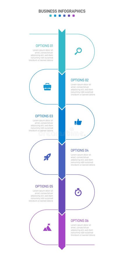 Vertical Progress Bar Featuring 6 Arrow-shaped Elements, Symbolizing ...