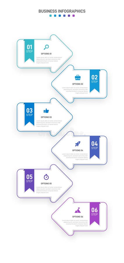 Vertical Progress Bar Featuring 6 Arrow-shaped Elements, Symbolizing ...