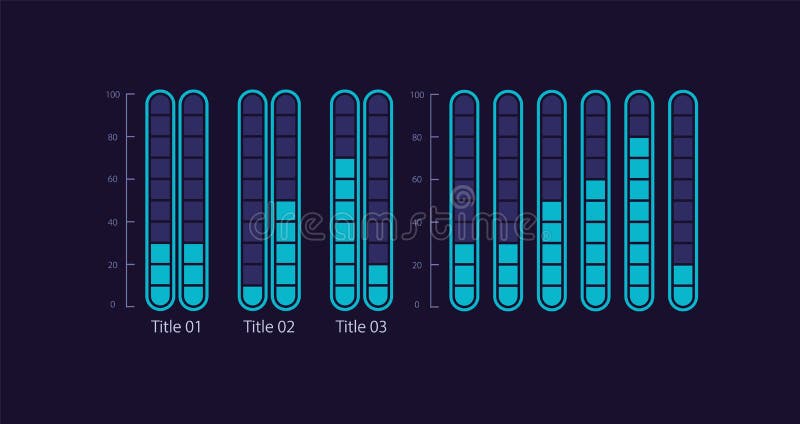 Vertical Progress Infographic Chart Design Template Set for Dark Theme ...