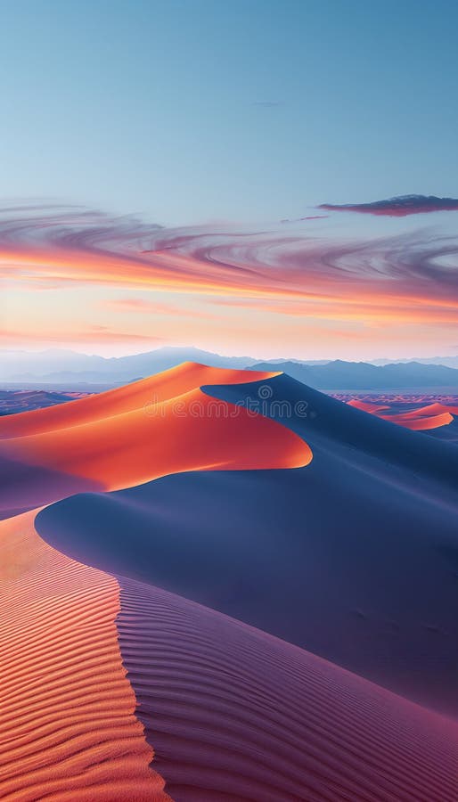 Dunes in the Desert at Sunset Stock Illustration - Illustration of ...