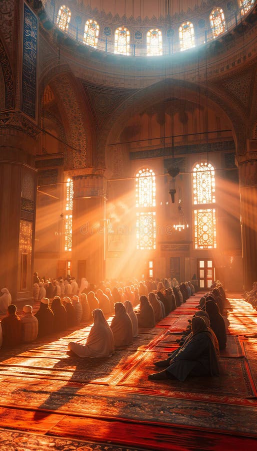 Vertical Recreation of a Muslims Praying Inside a Big Mosque Stock ...