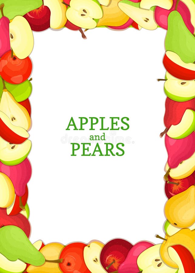 Vertical Rectangle Colored Frame Composed of Delicious Apples Pears ...