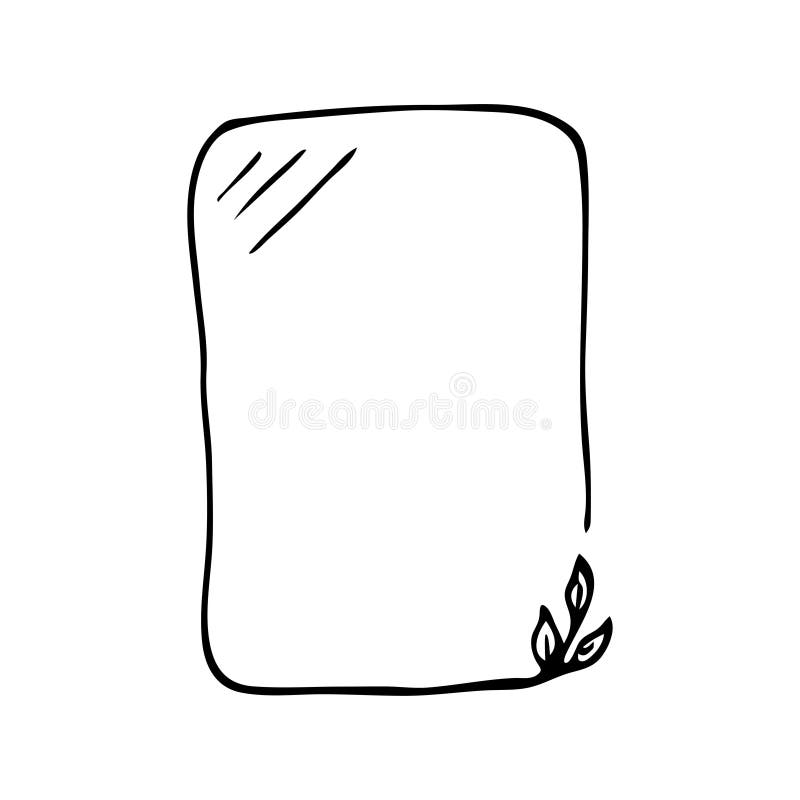 Vertical Rectangle Doodle Frame with Small Plants and Leaves Stock ...