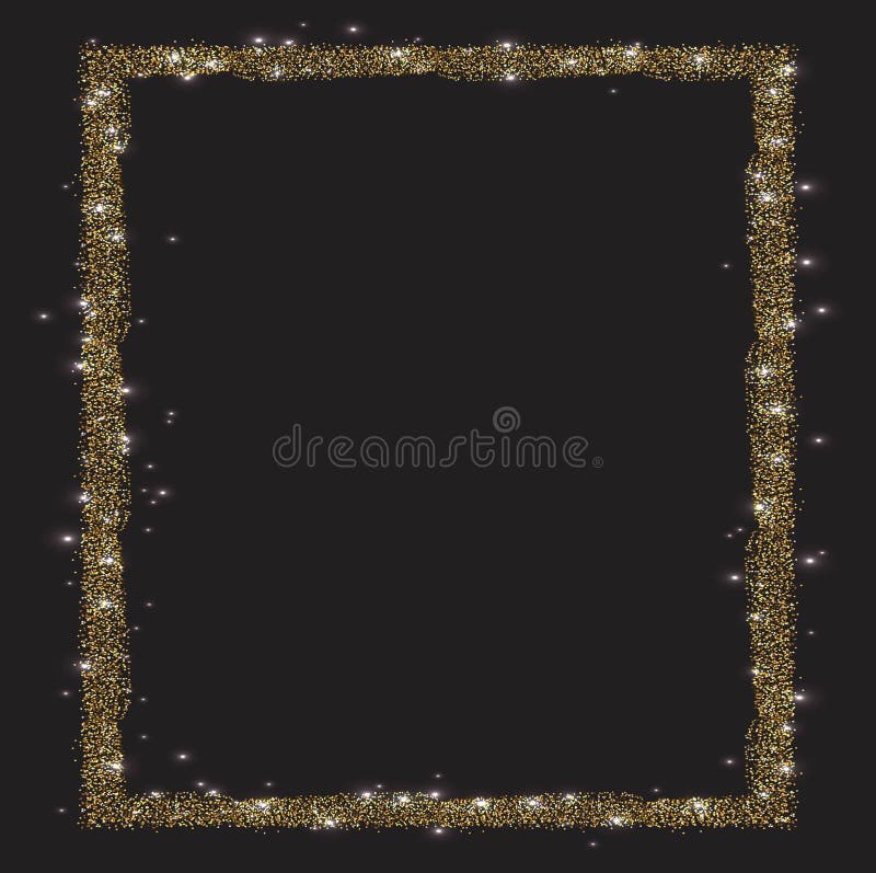 Vertical Rectangle Glitter Golden Frame Stock Vector - Illustration of ...