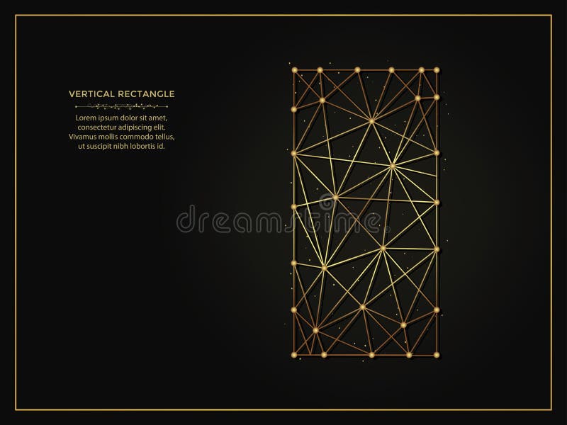 Vertical Rectangle Golden Abstract Illustration on Dark Background ...